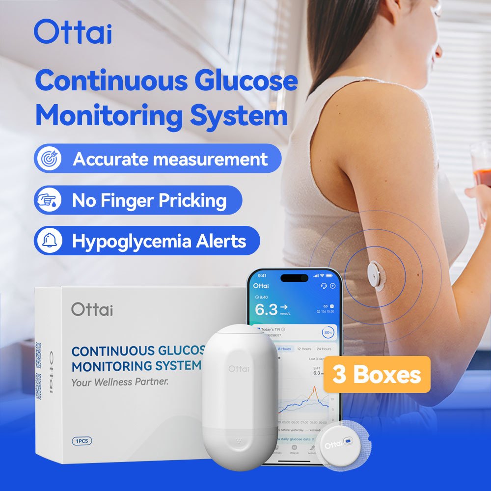 Ottai Blood Glucose Meter 3Sets 24h Real-time Continuous Glucose Monitoring Sensor Blood Glucose ...