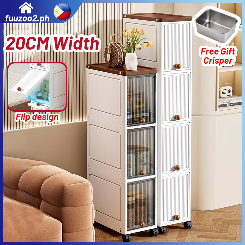 L20cm Narrow Storage Cabinet with door Slim Plastic Kitchen Cabinet ...