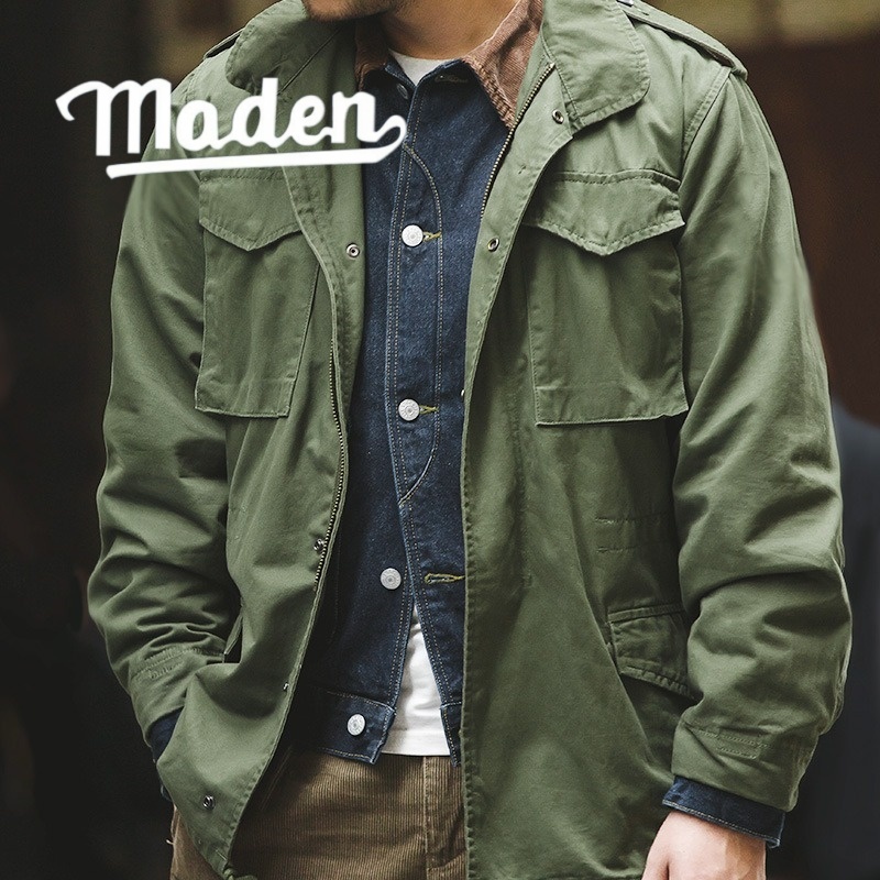 MADEN brand 2025 Spring/Summer American Retro M65 Field Army Green ...