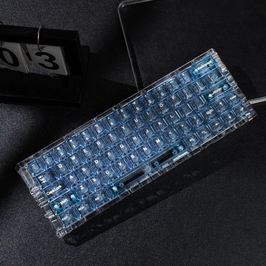 Iced Blue Keycaps Crystal Transparent cherry profile RGB keycap set for ...