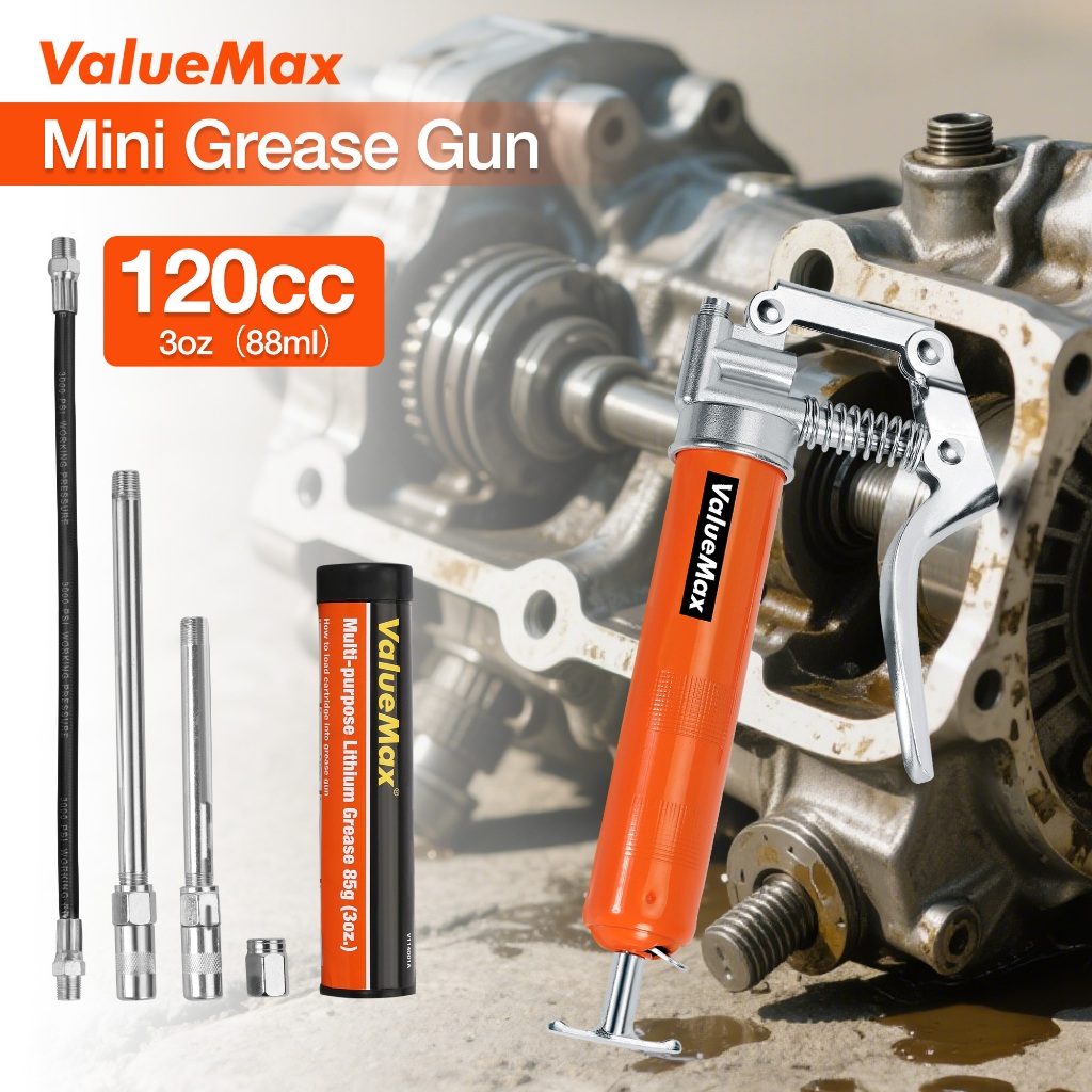 ValueMax Mini Grease Gun Kit Pump (3000 PSI) with 3 OZ Grease 12 ...