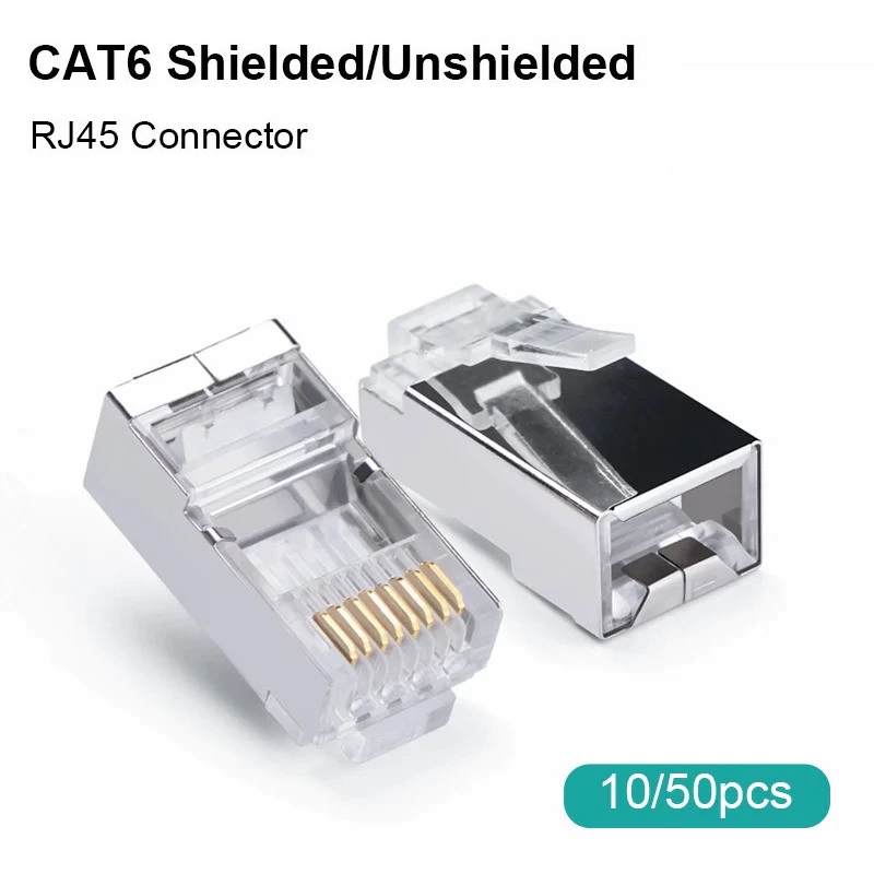 RJ45 CAT6 Connector 8P8C Modular Plug Adapter Ethernet Cable Head 1Gbps ...