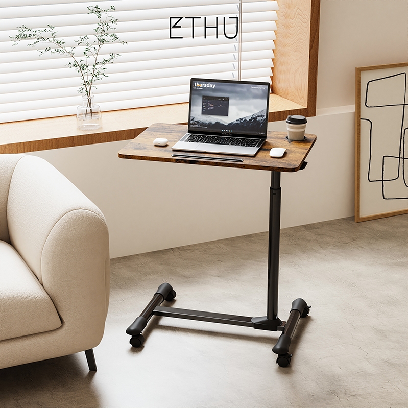 ETHU Side Table With Wheels Wheels Gas spring design Adjustable Table ...
