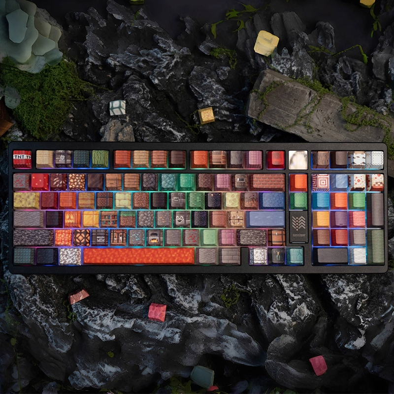 【Keycap Only】Minecraft Keycap Side Carving Shine Through 128 Keys PBT ...