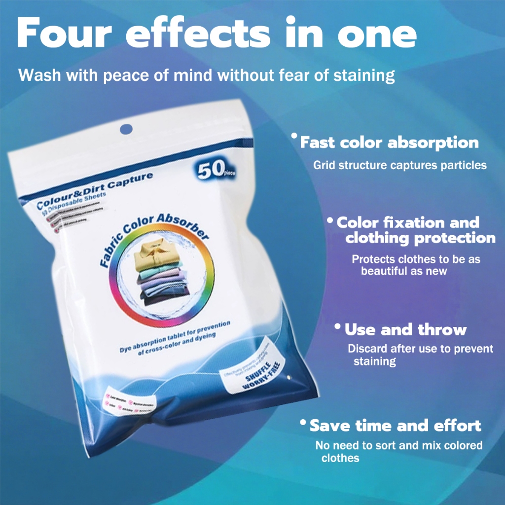 🧺No need to sort laundry🧺50 eco washes Laundry color absorbent tablets ...