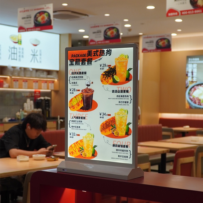 mini menu board slim led tempering glass light box fast food restaurant ...