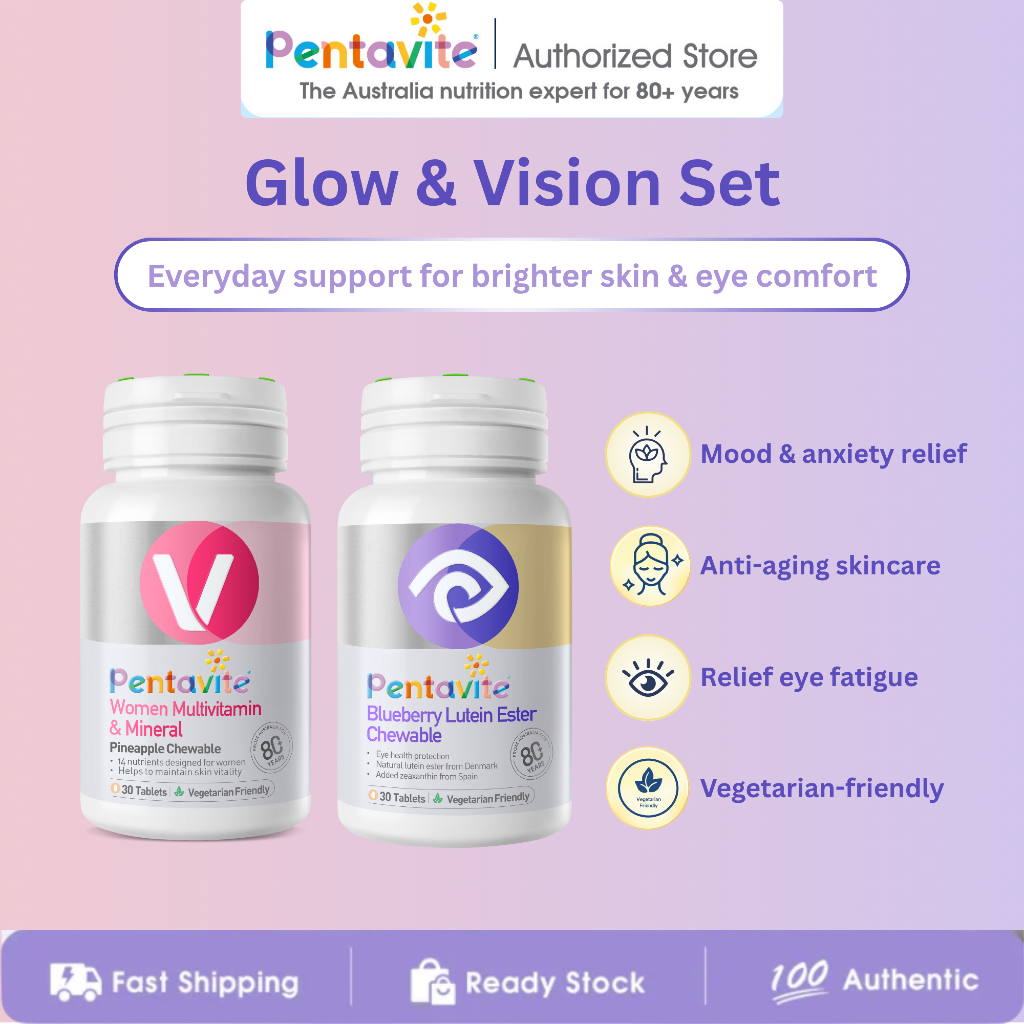 🔥 LIMITED OFFER 🔥【Glow & Vision Set】Pentavite Women Multivitamin ...