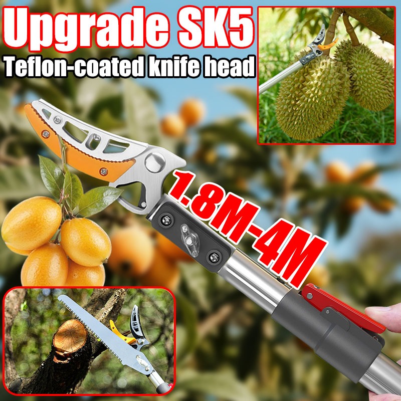 🌟SK5 high-quality steel🌟 1.8-4M gergaji pokok dahan Telescopic Scissors Extendable High-altitude ...