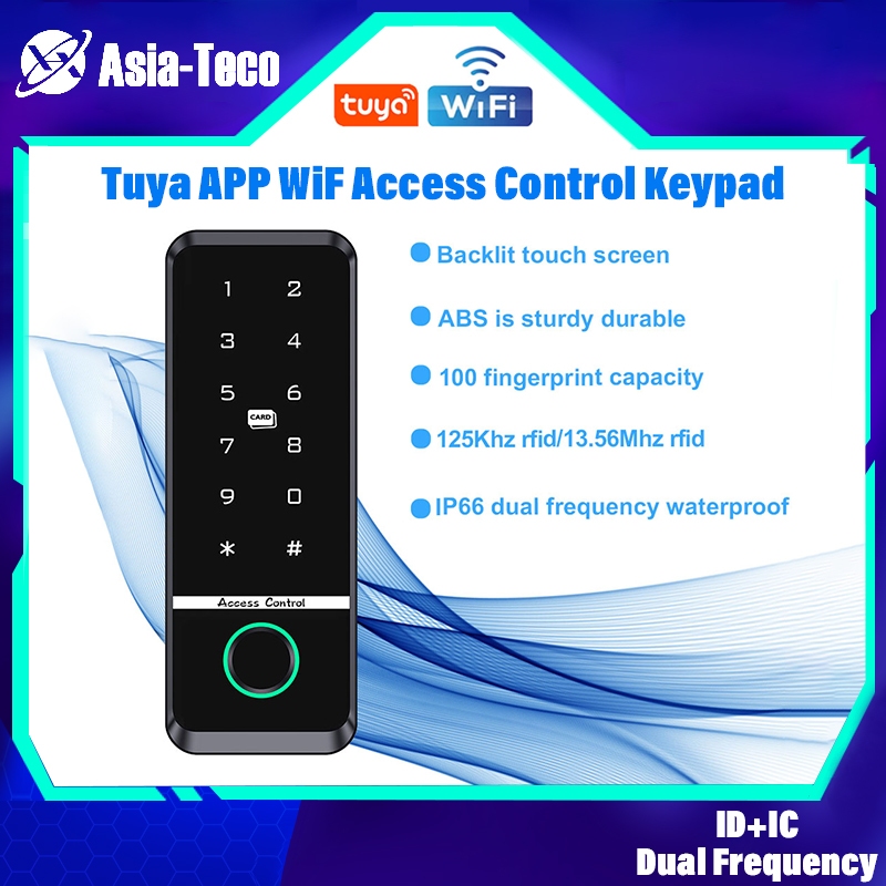 Dual Frequency WiFi Tuya Access Control Keyboard Fingerprint Waterproof Door Lock System Card ...