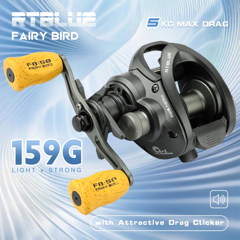 BEARKING New Brand RTBLUE FAIRY BIRD Baitcasting Reel Fishing Reel 7:1 ...