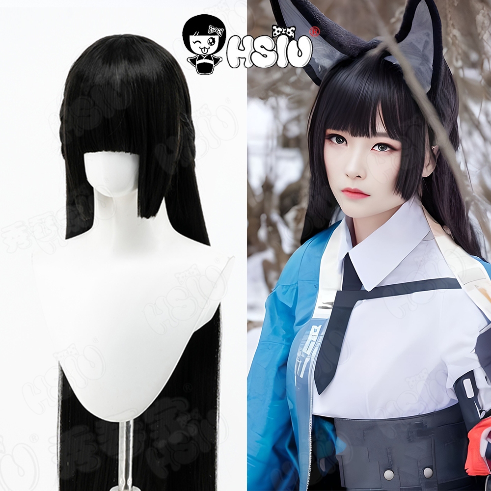 Hoshimi Miyabi Cosplay Wig HSIU 90cm Black long hair Synthetic Wig+Wig ...