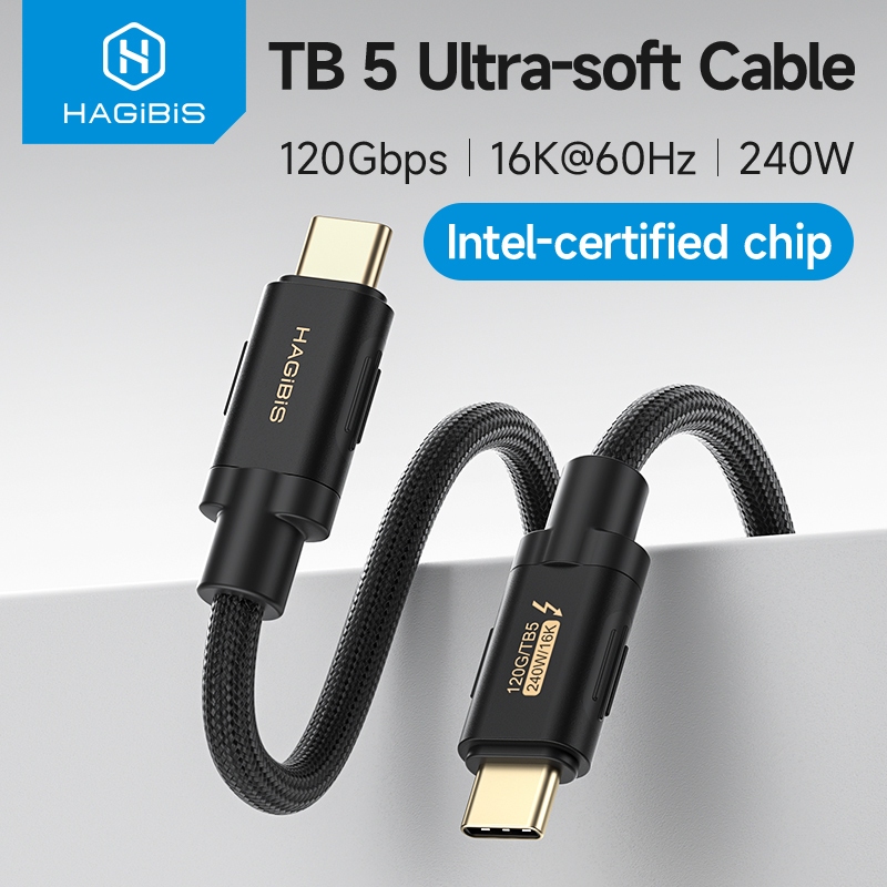 HAGIBIS Thunderbolt 5 Cable 120Gbps Data Transfer PD3.1 240W Charging 16K@60Hz USB C to Type-C ...