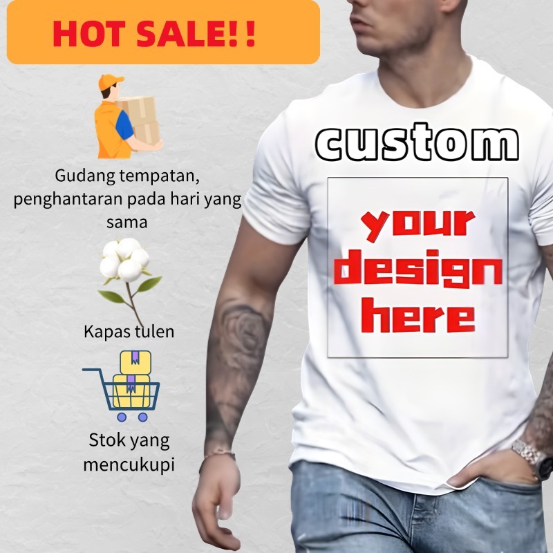 COD Custom T-Shirt Printing Cetak Baju Custom Print Tshirt For men ...