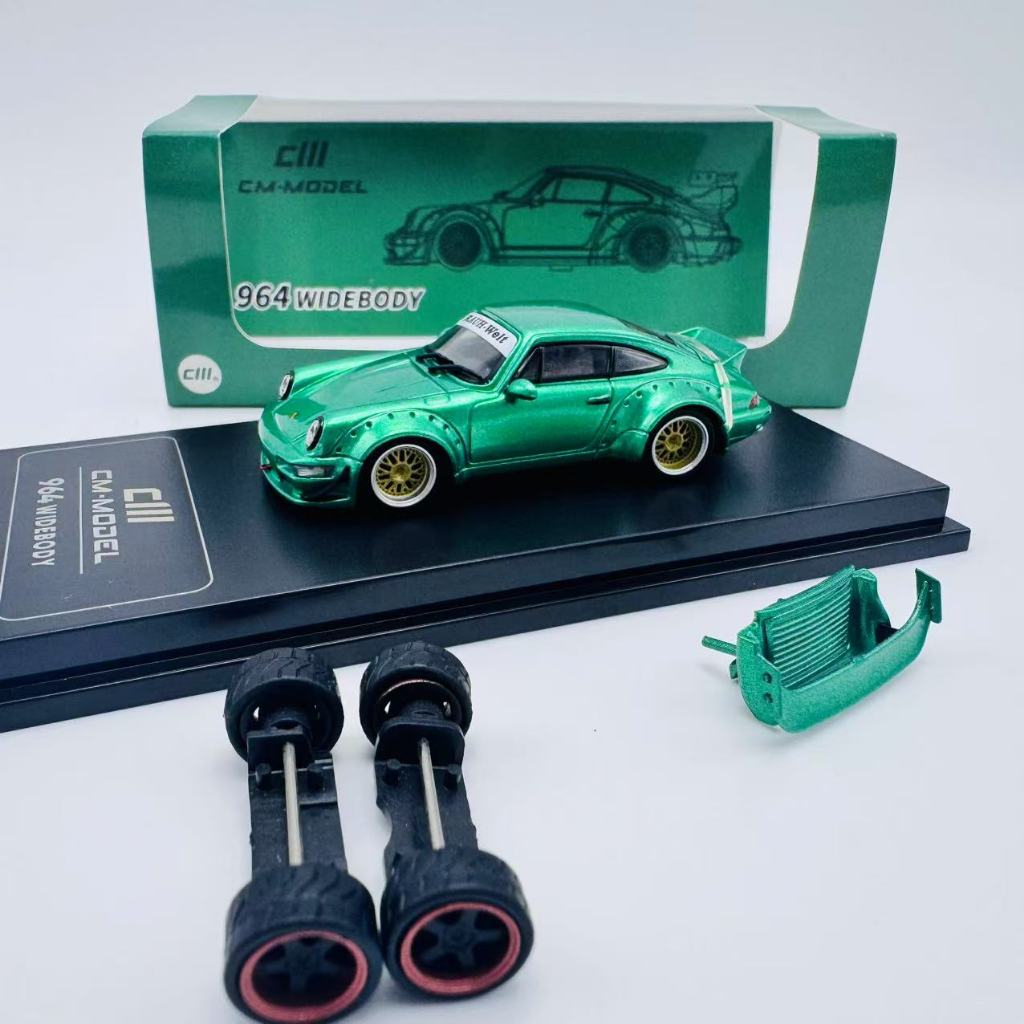 CM model 1/64 964 Widebody Metallic flash green (Diecast car model ...