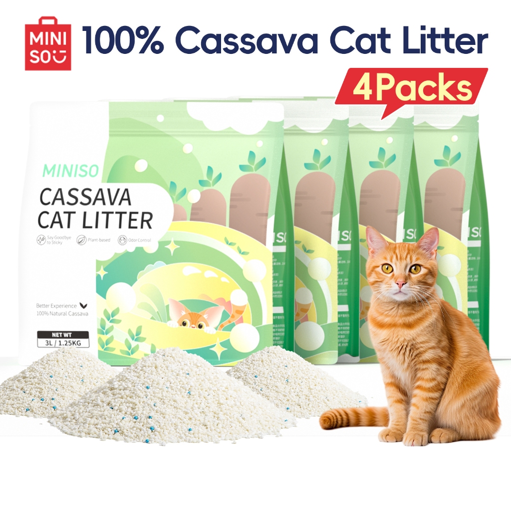 Miniso 7 Bags Cassava Cat Litter 8.75KG Almost Dust-free Anti-stick ...