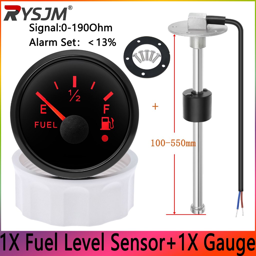 100-550mm 0-190Ohm Fuel Float Sensor + Fuel Level Gauge Fuel Tank Level ...