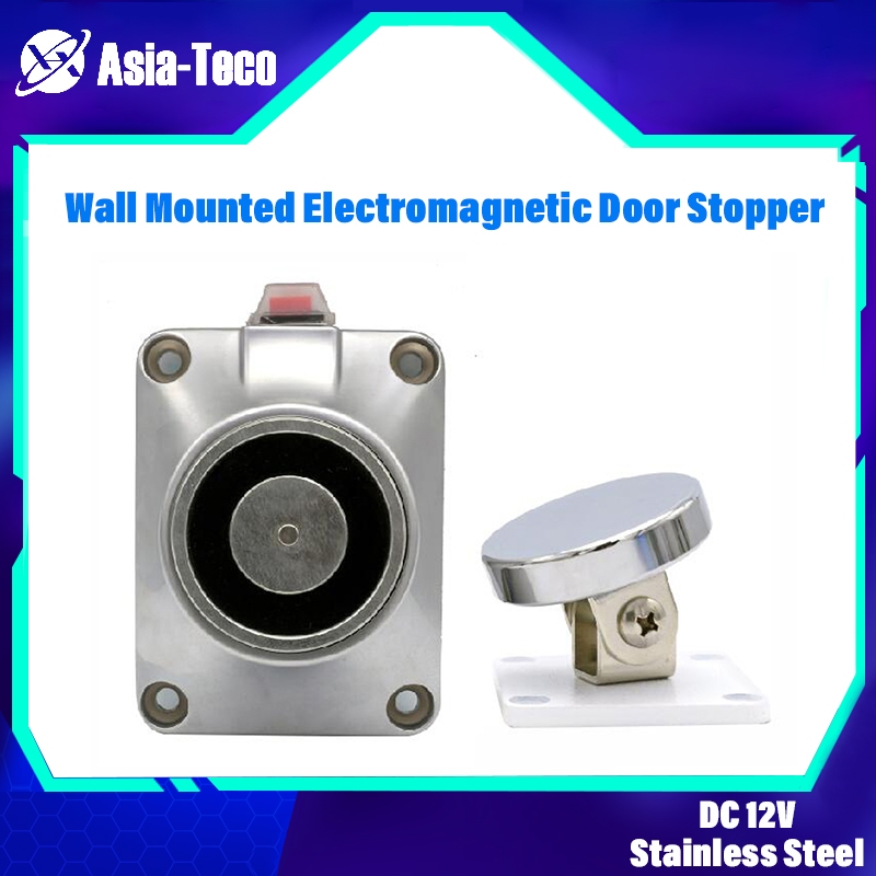 12/24V 60kg/120Lbs Holding Force Magnetic Wall Mount Door Stopper Power ...