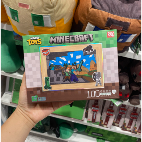 Famous Product miniso Minecraft 100 Pieces Photo Frame Puzzle Children ...
