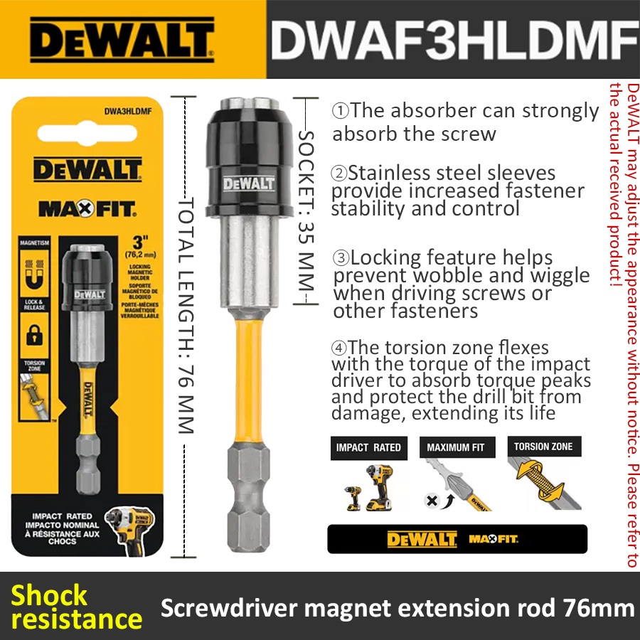 DEWALT DWA3THLDMI-A9 Impact Bit Holder FlexTorq Impact Ready Screwlock ...