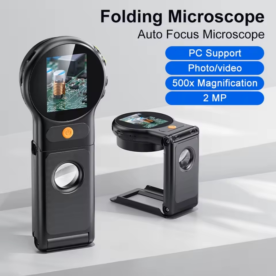 Folding Digital Electronic Microscope Autofocus with 8leds 500X Zoom ...