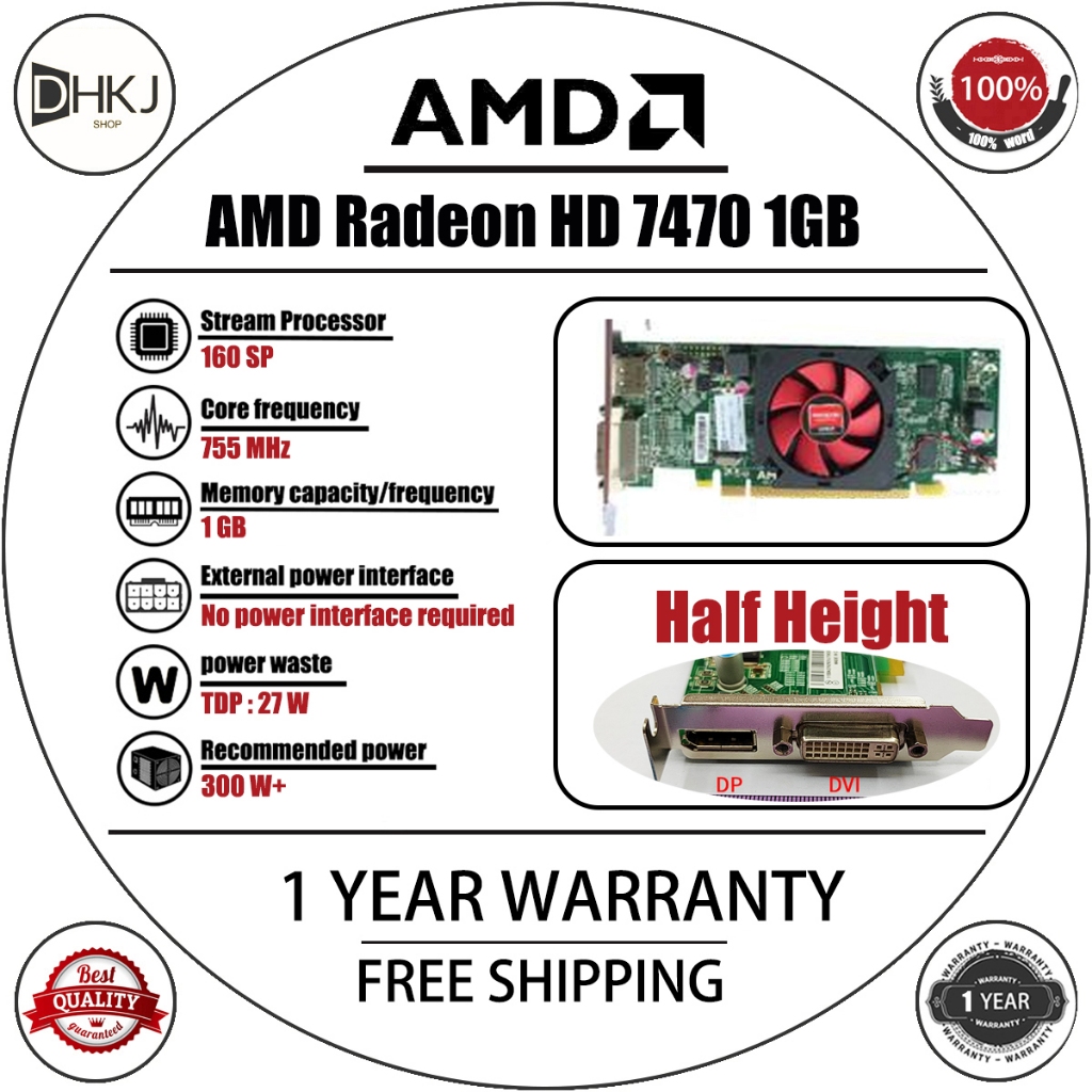 USED AMD Radeon HD7000 HD7470 1GB for Desktop Computer Independent ...