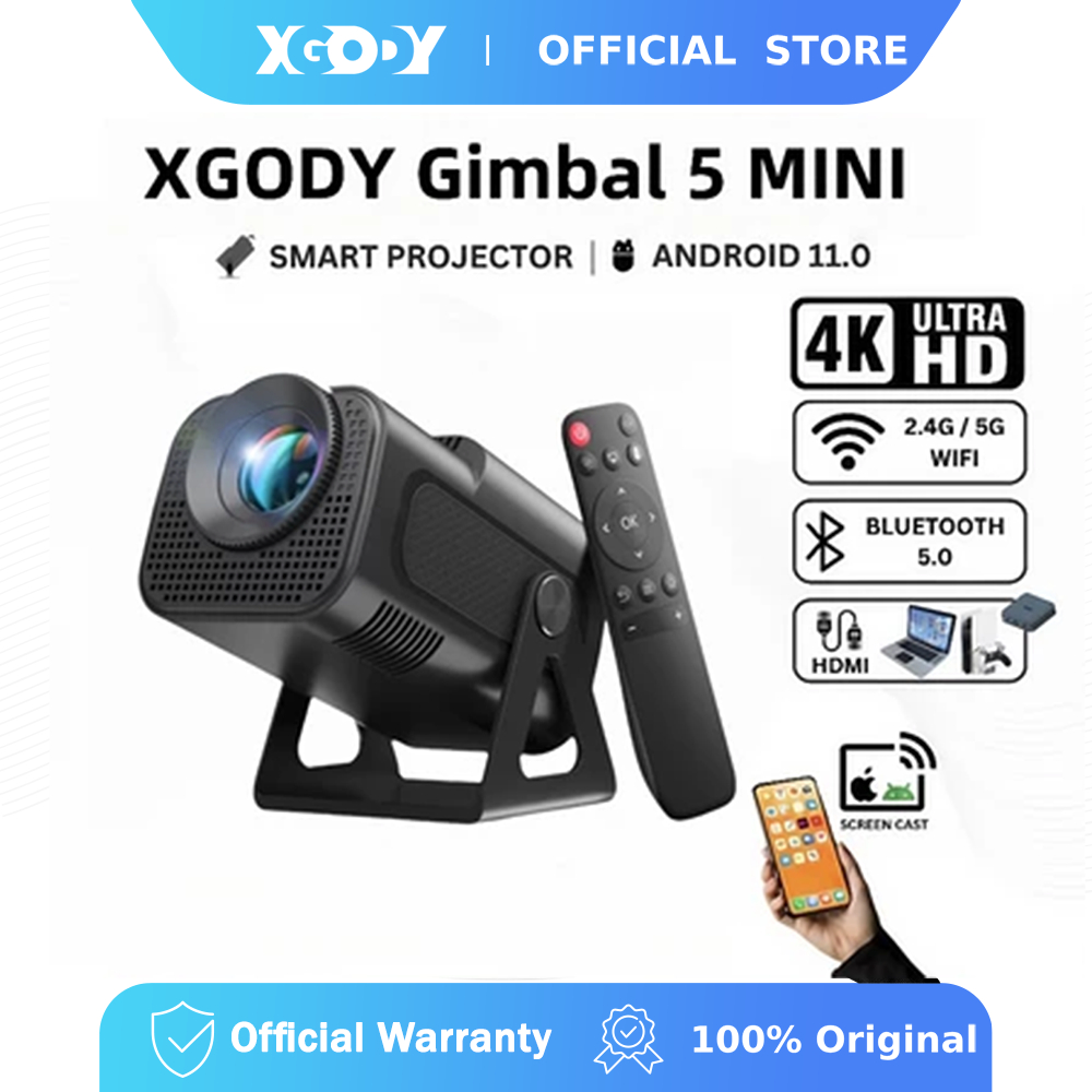XGODY HY320 Mini Pro Portable Projector Android 11 Native 1080P 4K Dual ...