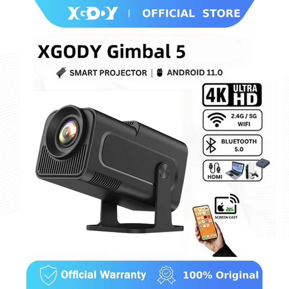 XGODY Gimbal 5 Portable Projector Native 1080P 4K HD Auto Keystone ...