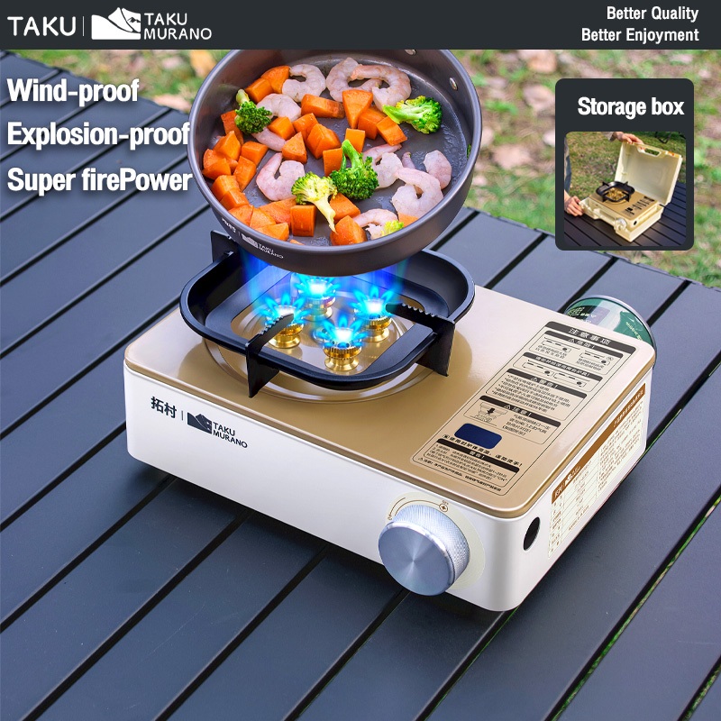 TAKU Portable gas Stove 𝟱 𝗯𝘂𝗿𝗻𝗲𝗿 𝗵𝗲𝗮𝗱𝘀 Dapur Kaset Mini Camping Stove ...