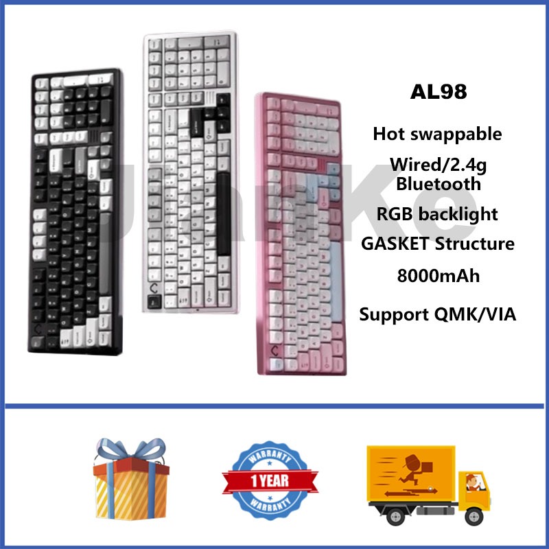 YUNZII AL98 Aluminium Three Mode Customized Mechanical Keyboard 98% Hot ...