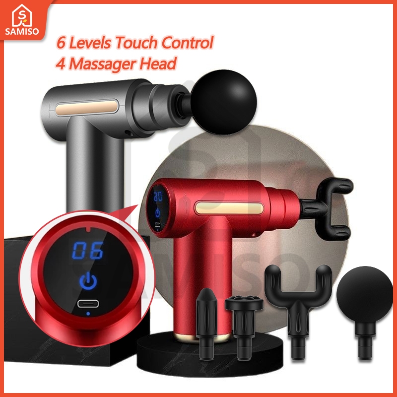 Samiso Mini Massage Gun - 6 Speed 4 Head, LCD Screen, Ultra-Quiet, Deep ...