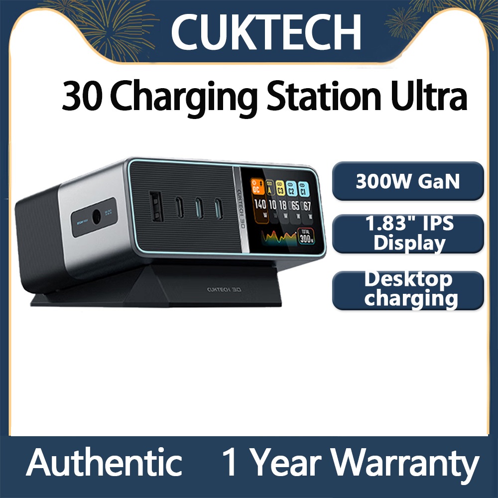 CUKTECH TA3005U 30 Charging Station Ultra 300W GaN DC Charger 1.83" IPS ...