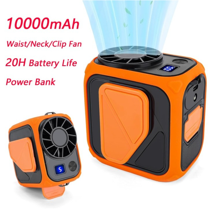 2025 New (10000mAh )Portable Waist Fan Rechargeable, Mini Neck Fan With ...