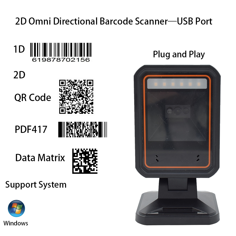 Handsfree 1D 2D Omni Barcode Scanner Supermarket QR code Payment ...