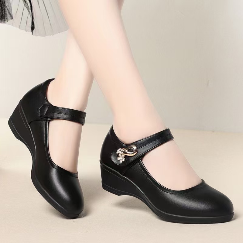 Kasut Hitam Pejabat Sekolah Heels for Women Walking Formal Shoes ...