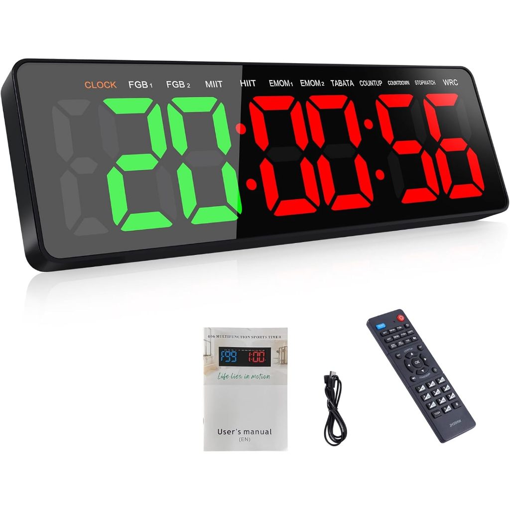 Gym Timer, 3.4" digit Large Digital Wall Clock for Gym Interval Workout ...