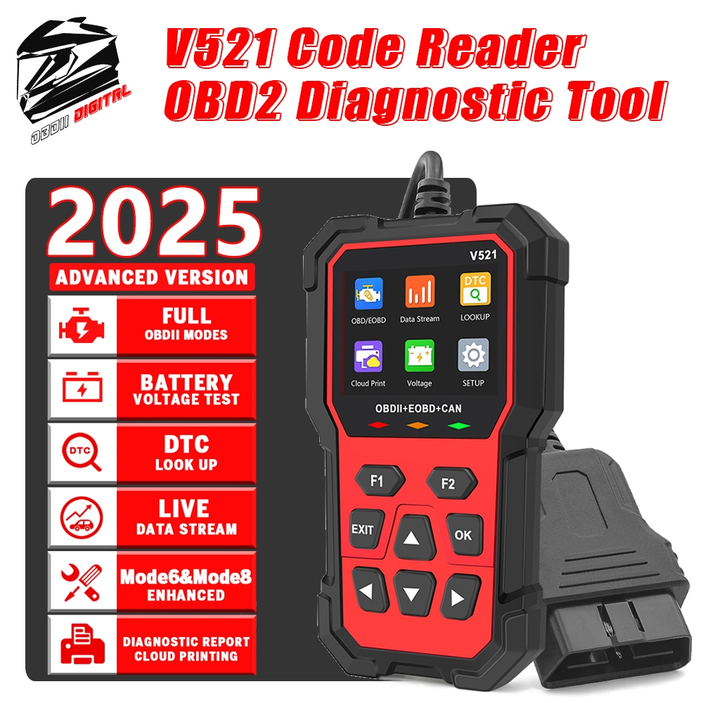 V521 Car OBD2 Scanner Fault Code Clearing Engine DTC Inspection Data Print OBD ELM327 Code ...