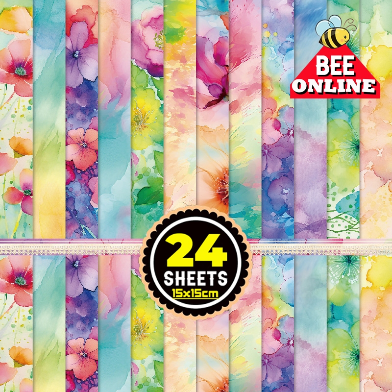 Watercolor Origami Paper 24 Sheets Patterned paper 15cm Square Craft ...