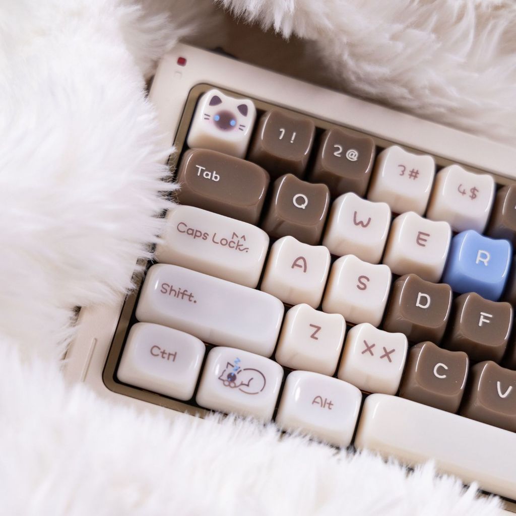 Womier 148 Keys Brown Chocolate Matte Keycaps MOA+MAO Profile Cute ...