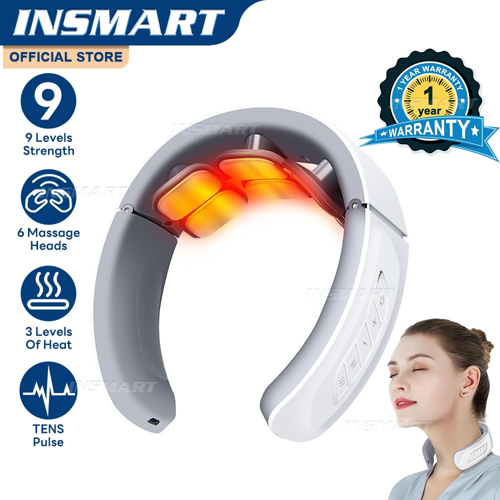 INSMART Neck Massager Electric Hot Compress Relieve Neck Pain 9-Level ...