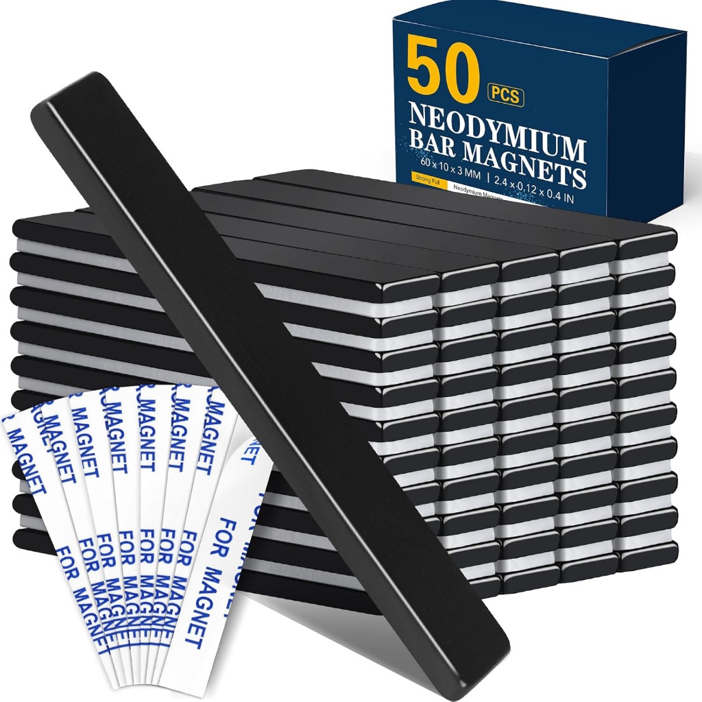 60x10x3 mm Neodymium Magnets, Black Super Strong Magnets Bar ...