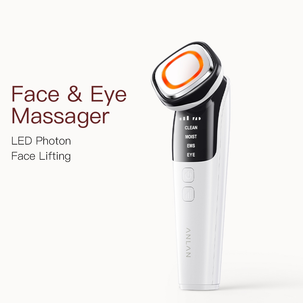 ANLAN EMS Facial Massager/EMS Eye Massager LED Light Therapy Sonic Vibration Anti-Wrinkle Anti ...