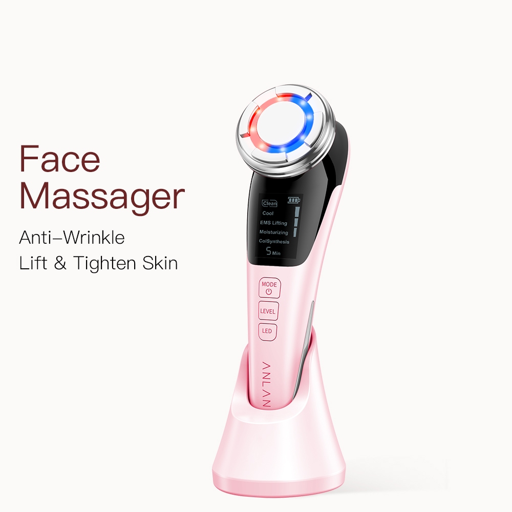 ANLAN EMS Device Facial Massager LED Light Therapy Hot/Cold Sonic ...