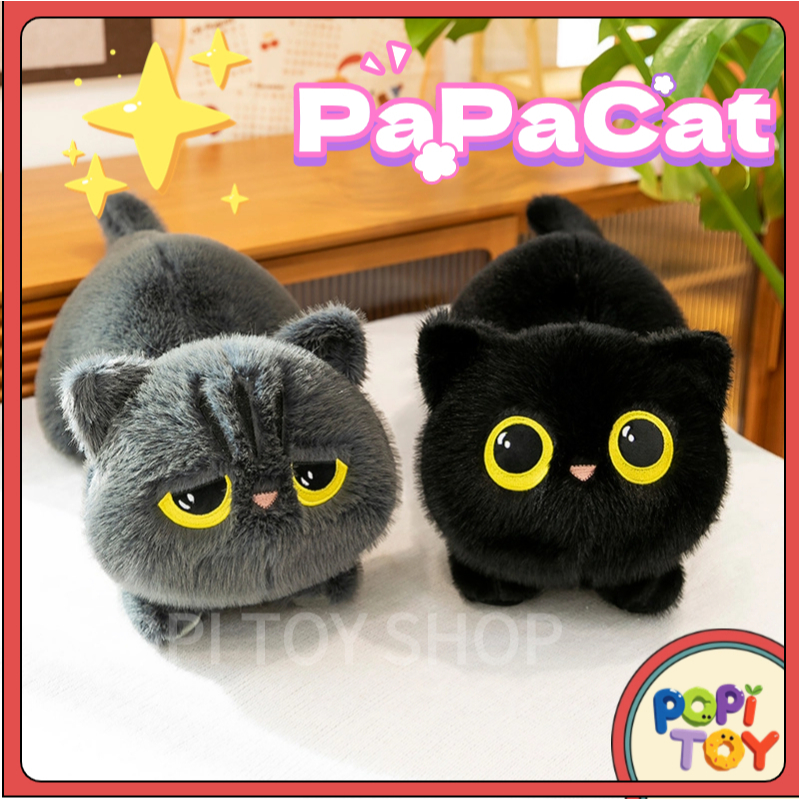 45CM Cute PaPa Cat Plush Toy Doll Kawaii Ins Black Gray Cat Plush Toy ...