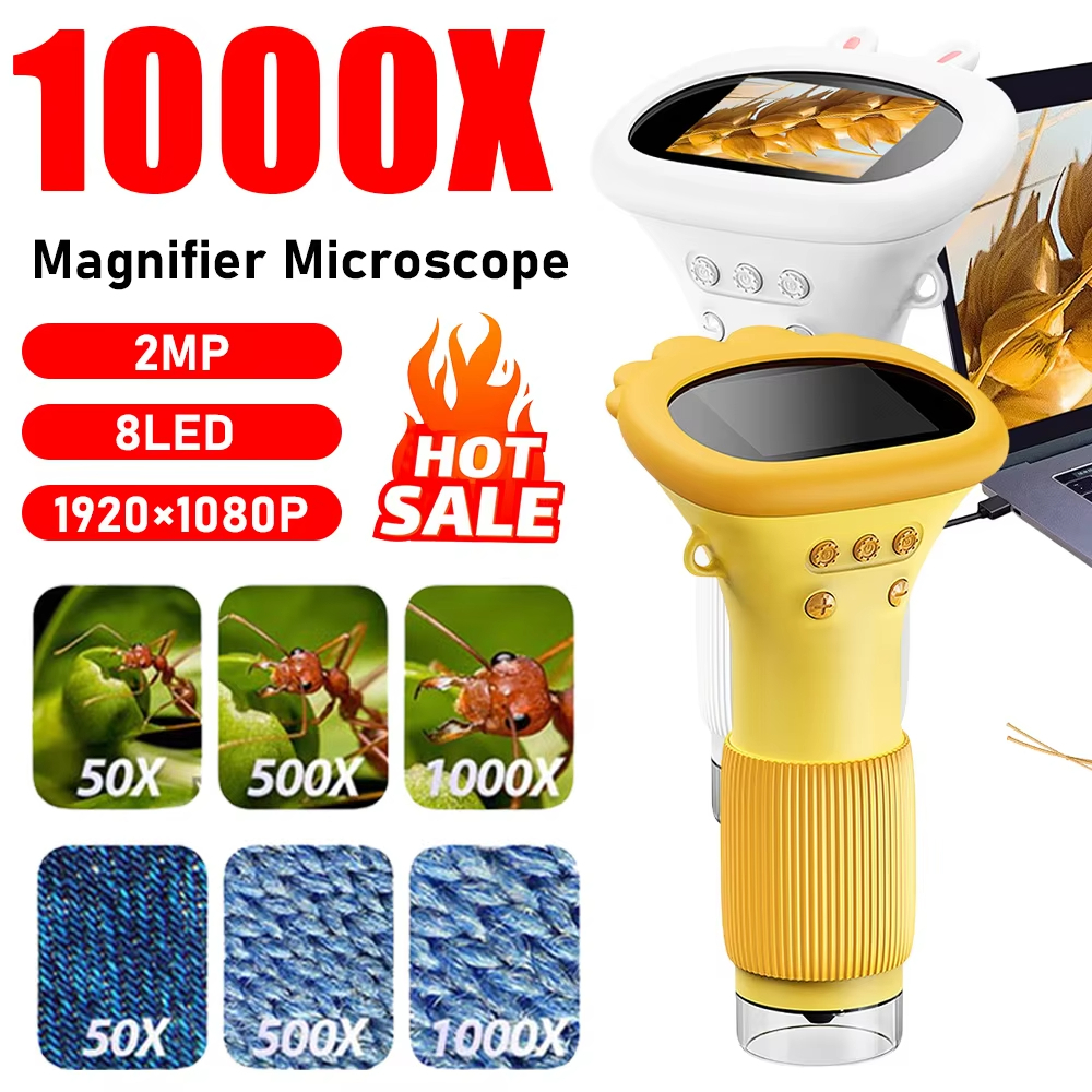 Kids Microscope 1000x Magnifier Microscope 200 Megapixels With LED ...
