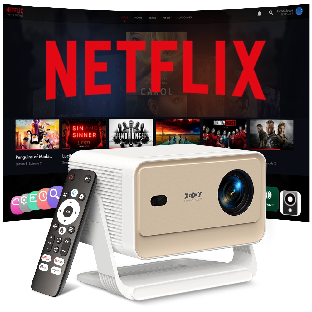 【Netflix Official Certified】XGODY Gimbal N6PRO Projector Ultra HD 1 ...
