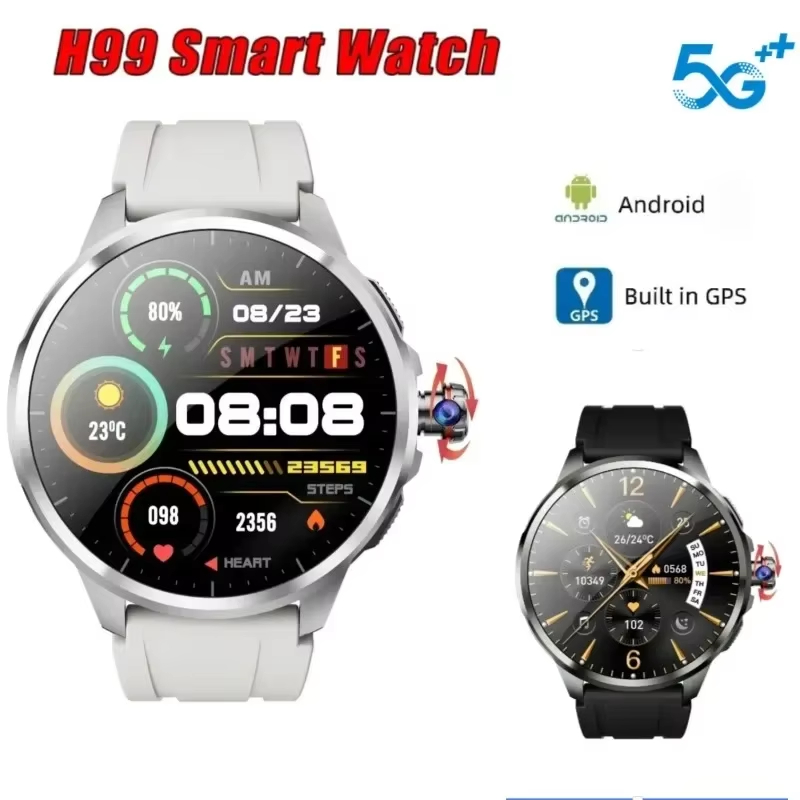 Origianl H99 Smartwatch Amoled 4G/5G Smart Watch Men Students With 190° Rotary Camera GPS ...