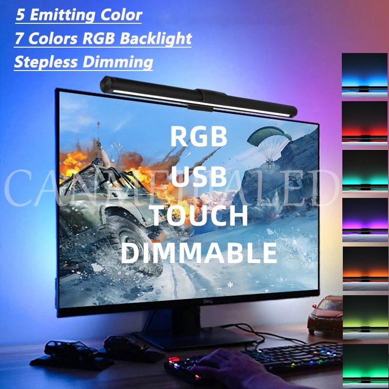 RGB Led Monitor Light Bar Dimmable Lampu Monitor Screenbar Desk Lamp ...