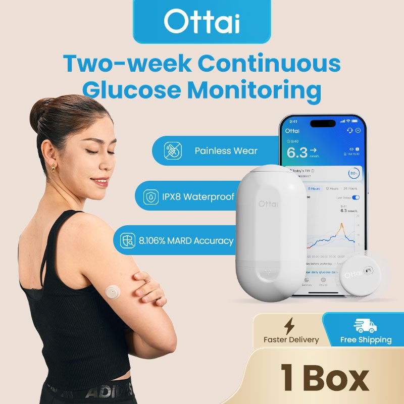 Ottai Continuous Glucose Monitoring System Continuous Glucose Monitoring One Set for 14 Days ...