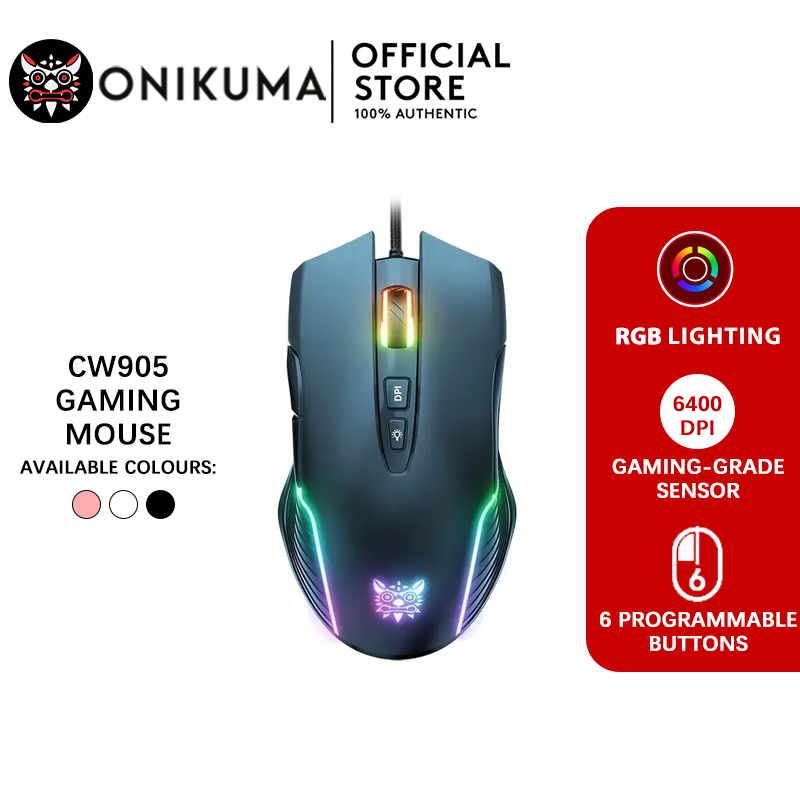 [Free Gift]ONIKUMA CW905 Black Gaming Mouse Colorful RGB Lighting 6400 ...
