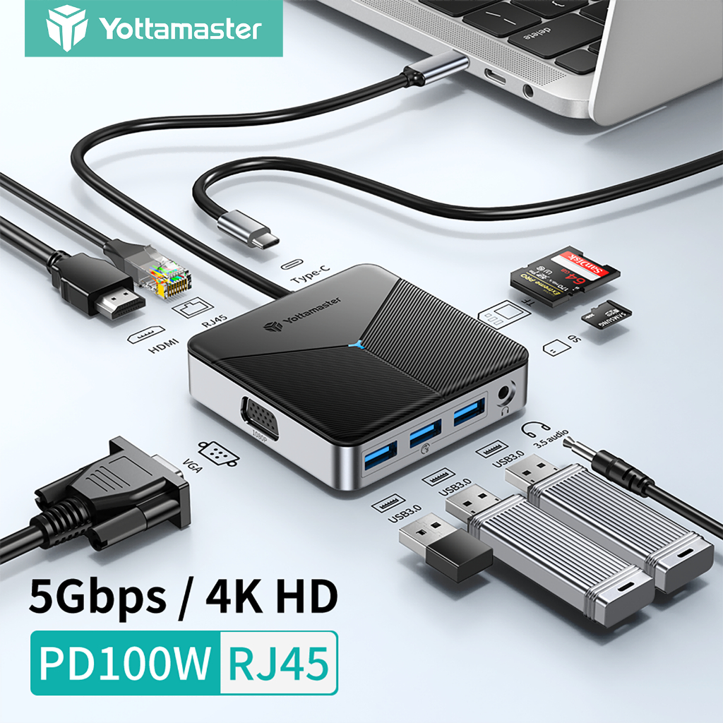 Yottamaster 10 In 1 Type C Docking Station USB 3.0 HUB 4K 30Hz HDMI ...